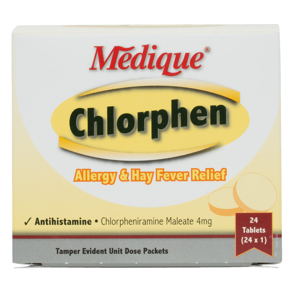 Medique 24164 Chlorphen Allergy and Hay Fever Relief Tablets - 24/Box