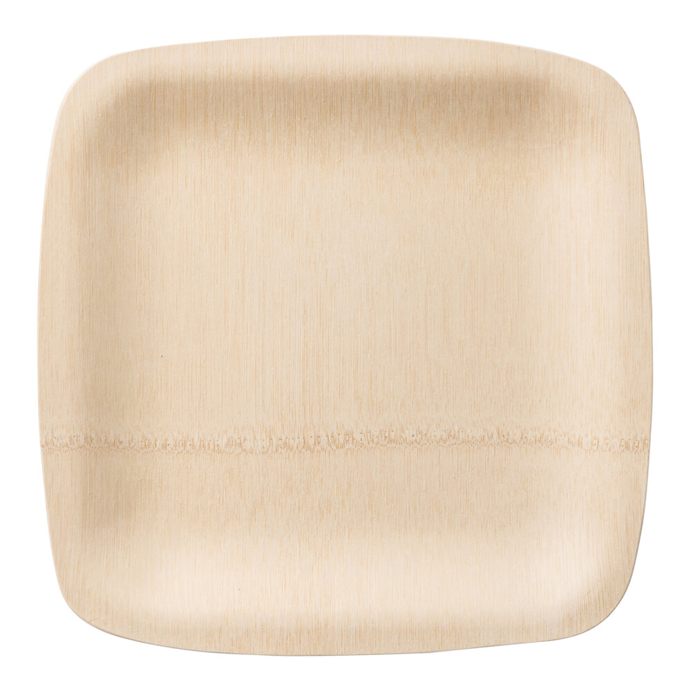 Bambu® 064400 Veneerware® 11" Disposable Square Bamboo Tray - 100/Case
