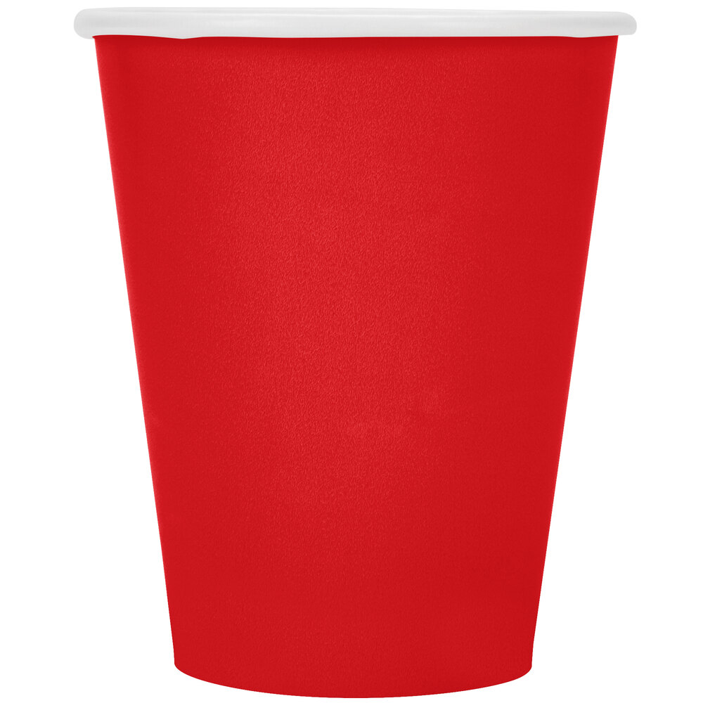 Creative Converting 561031B 9 oz. Classic Red Poly Paper Hot / Cold Cup ...