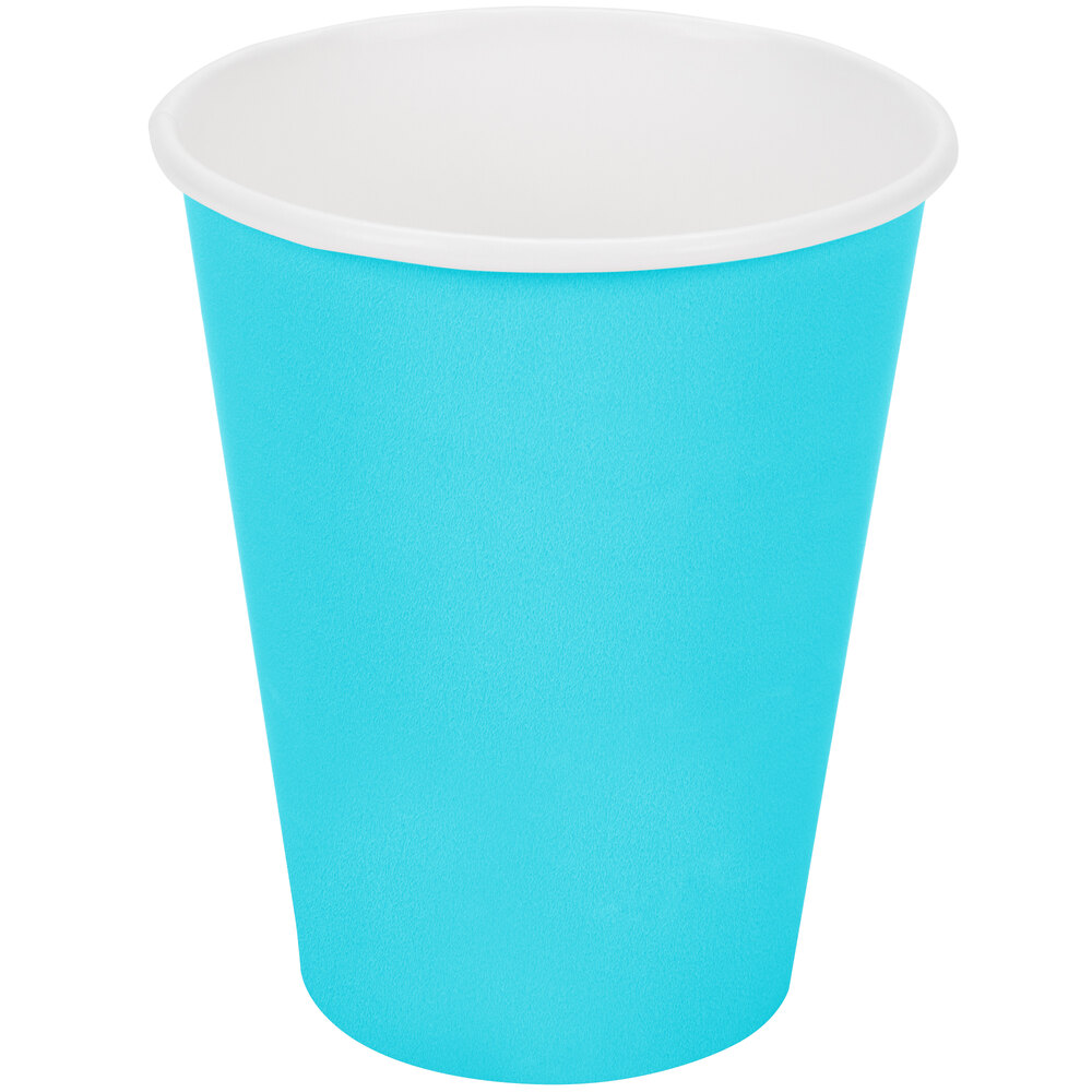 Creative Converting 561039B 9 oz. Bermuda Blue Poly Paper Hot / Cold ...