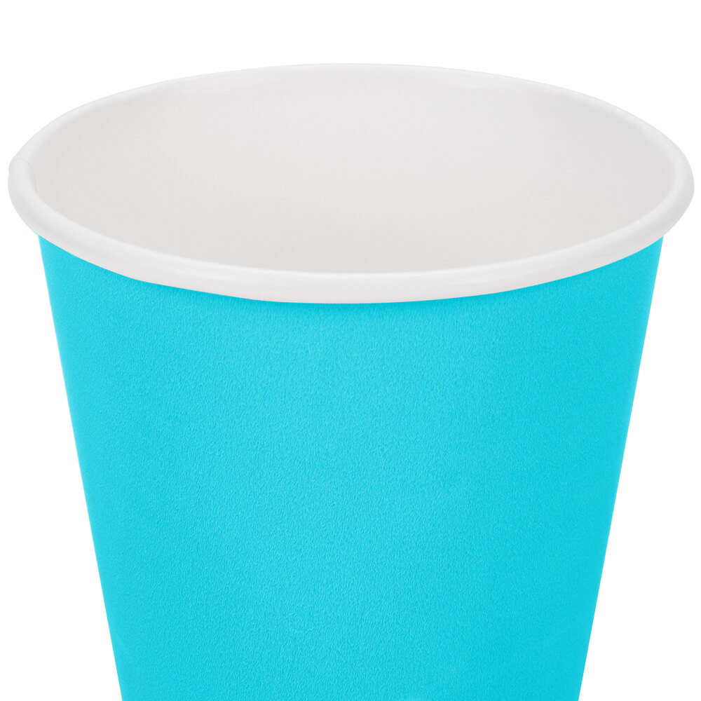 Creative Converting 561039B 9 oz. Bermuda Blue Poly Paper Hot / Cold ...