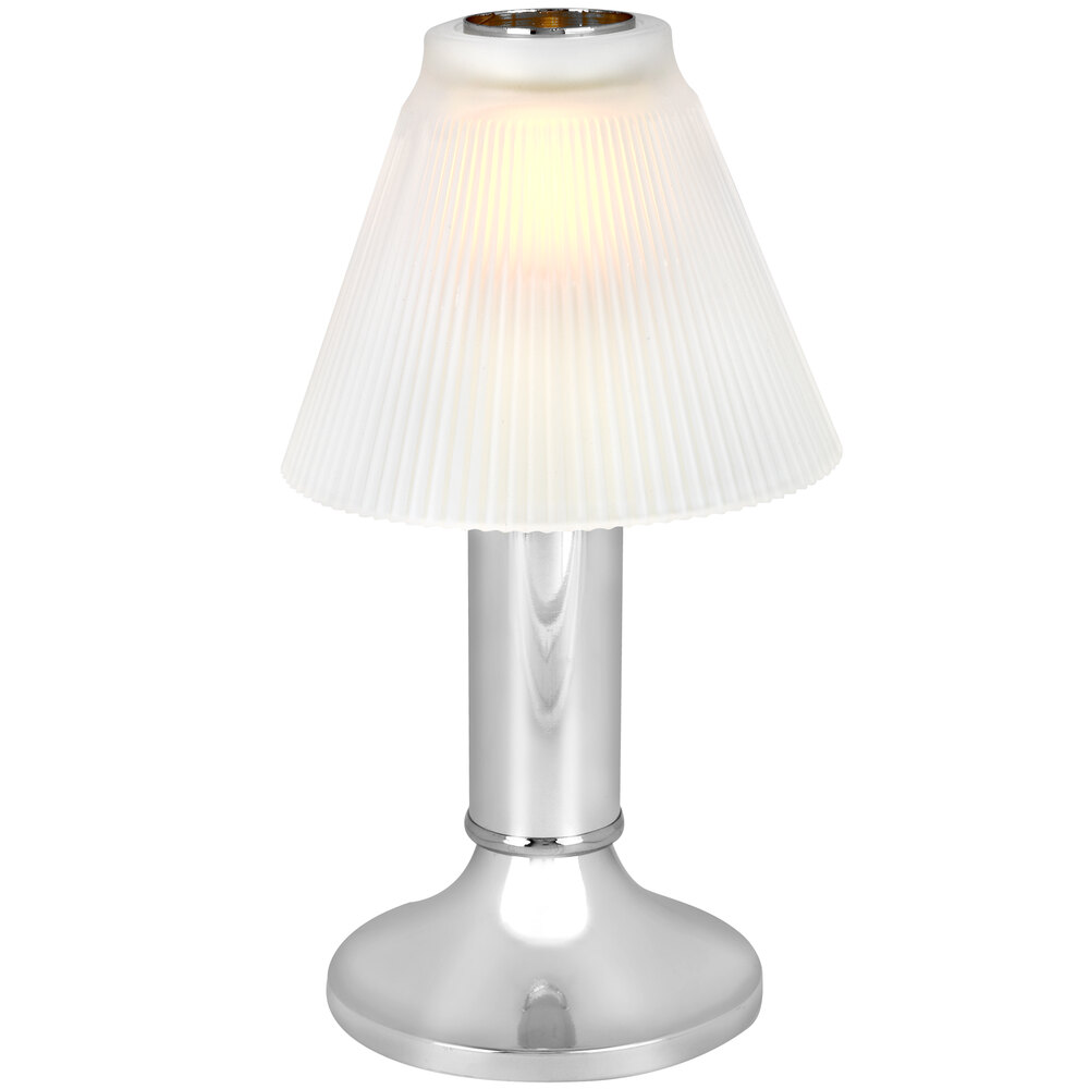 Sterno 80480 10" Paige Chrome Lamp with Duchess Frost Shade