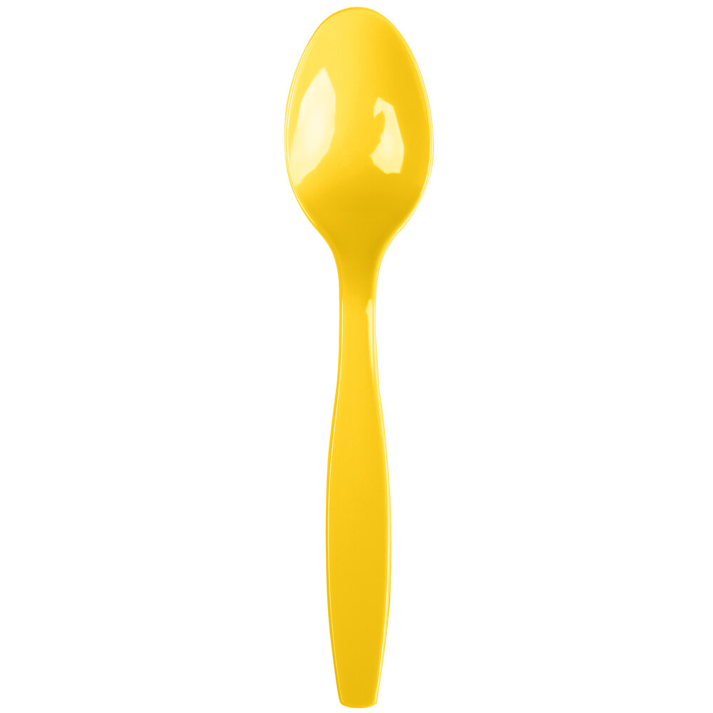 Creative Converting 6 1/8" School Bus Yellow Heavy Weight Plastic Spoon ...