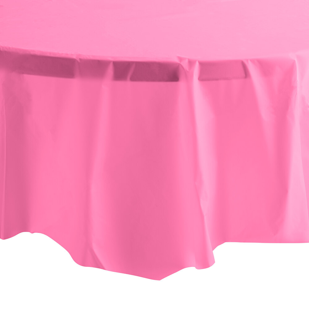 Creative Converting 703042 82" Candy Pink OctyRound Plastic Table Cover ...