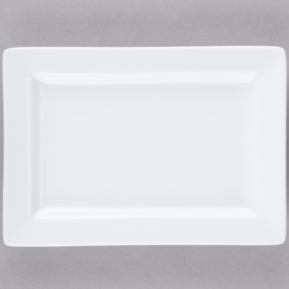 Libbey Slate 8" x 5 5/8" Ultra Bright White Wide Rim Rectangular Porcelain Plate - 24/Case