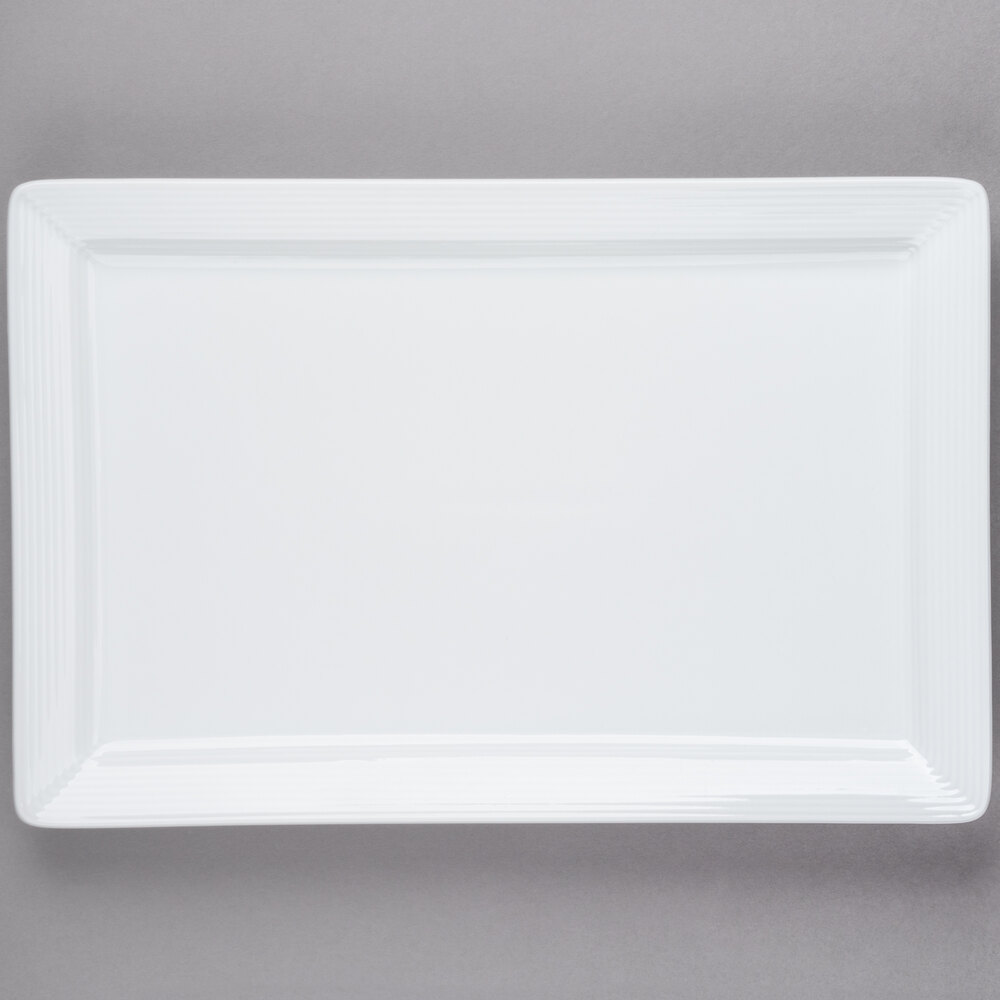 Libbey Slate Select 12" x 8" Ultra Bright White Embossed Wide Rim ...