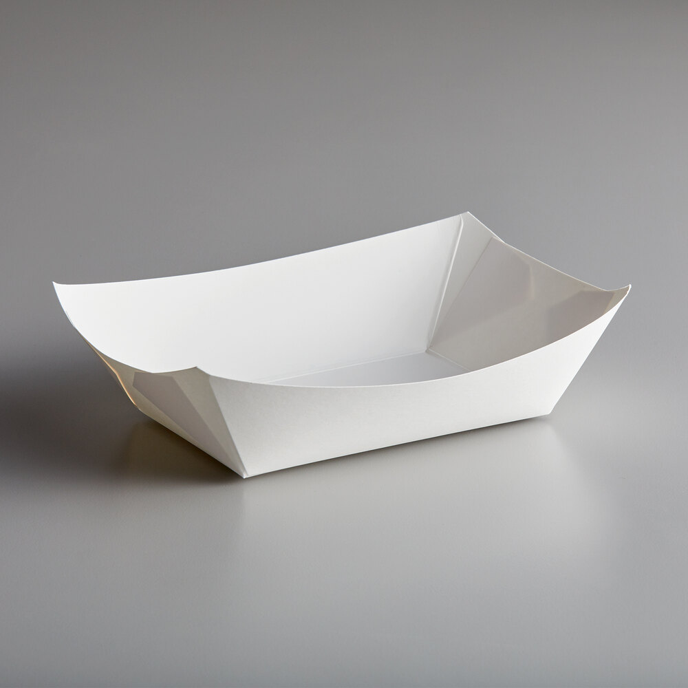 #250 2 1/2 lb. White Customizable Paper Food Tray - 500/Case