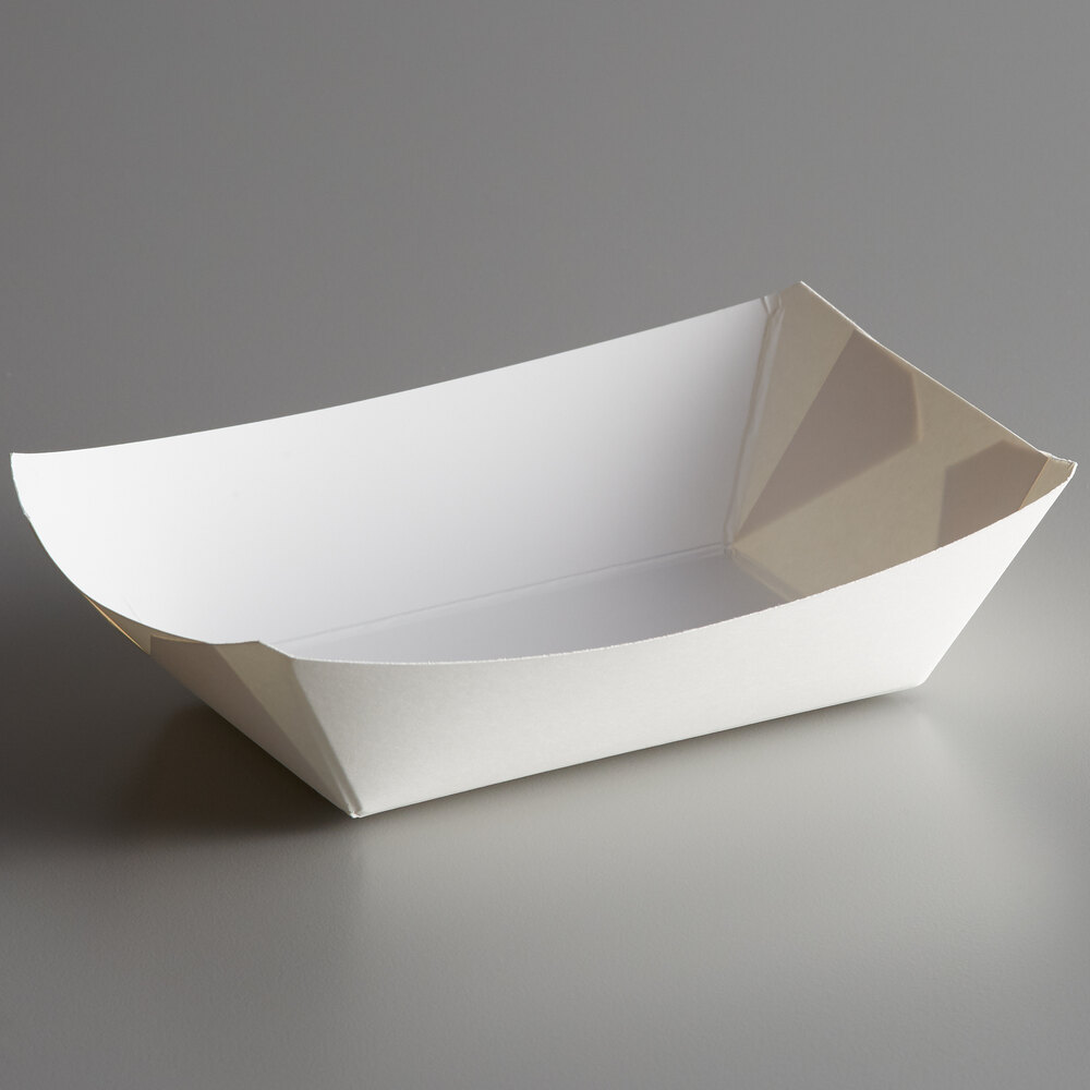 #200 2 lb. White Customizable Paper Food Tray - 250/Pack