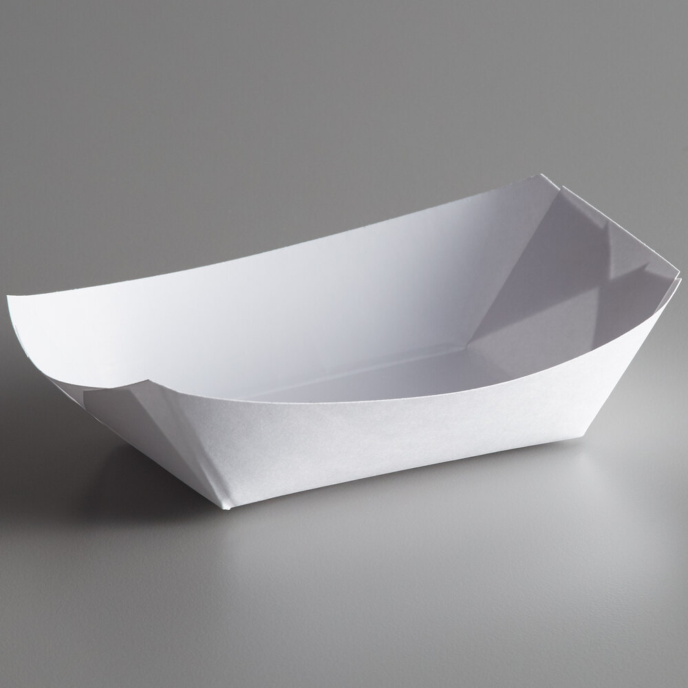 #50 1/2 lb. White Customizable Paper Food Tray - 250/Pack