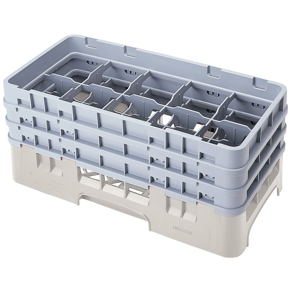 Cambro 10HS638184 Beige Camrack Customizable 10 Compartment 6 7/8" Half ...