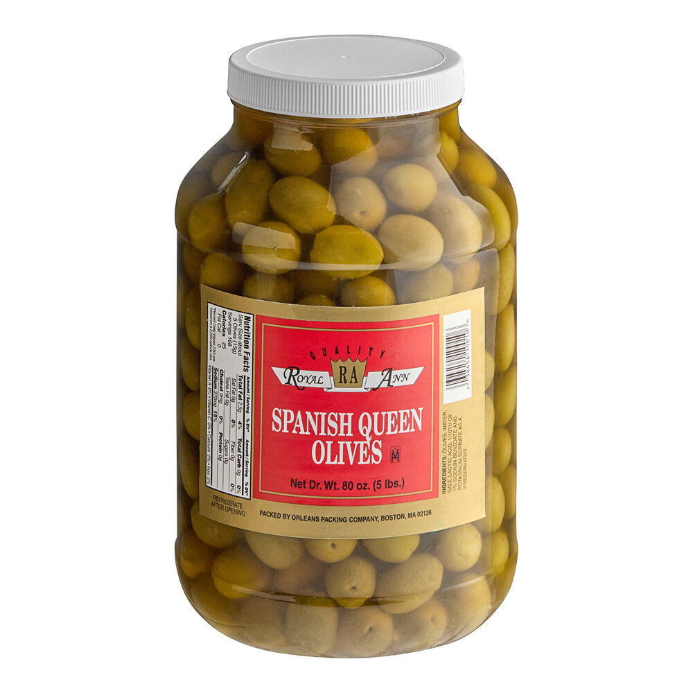 Whole Spanish Queen Olives 1 Gallon Jar (5 lb. Dr. Wt.) - 160/180 Count
