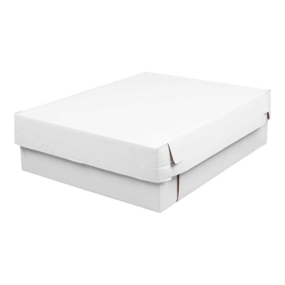 18" x 14" x 5" White Corrugated Half Sheet Cake / Bakery Box with Lid ...