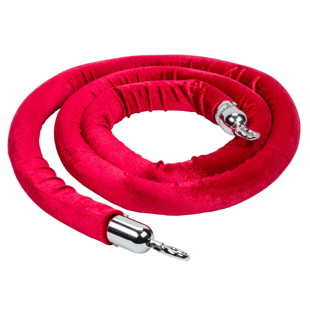 Aarco Red 8' Stanchion Rope with Chrome Ends for Rope Style Crowd ...