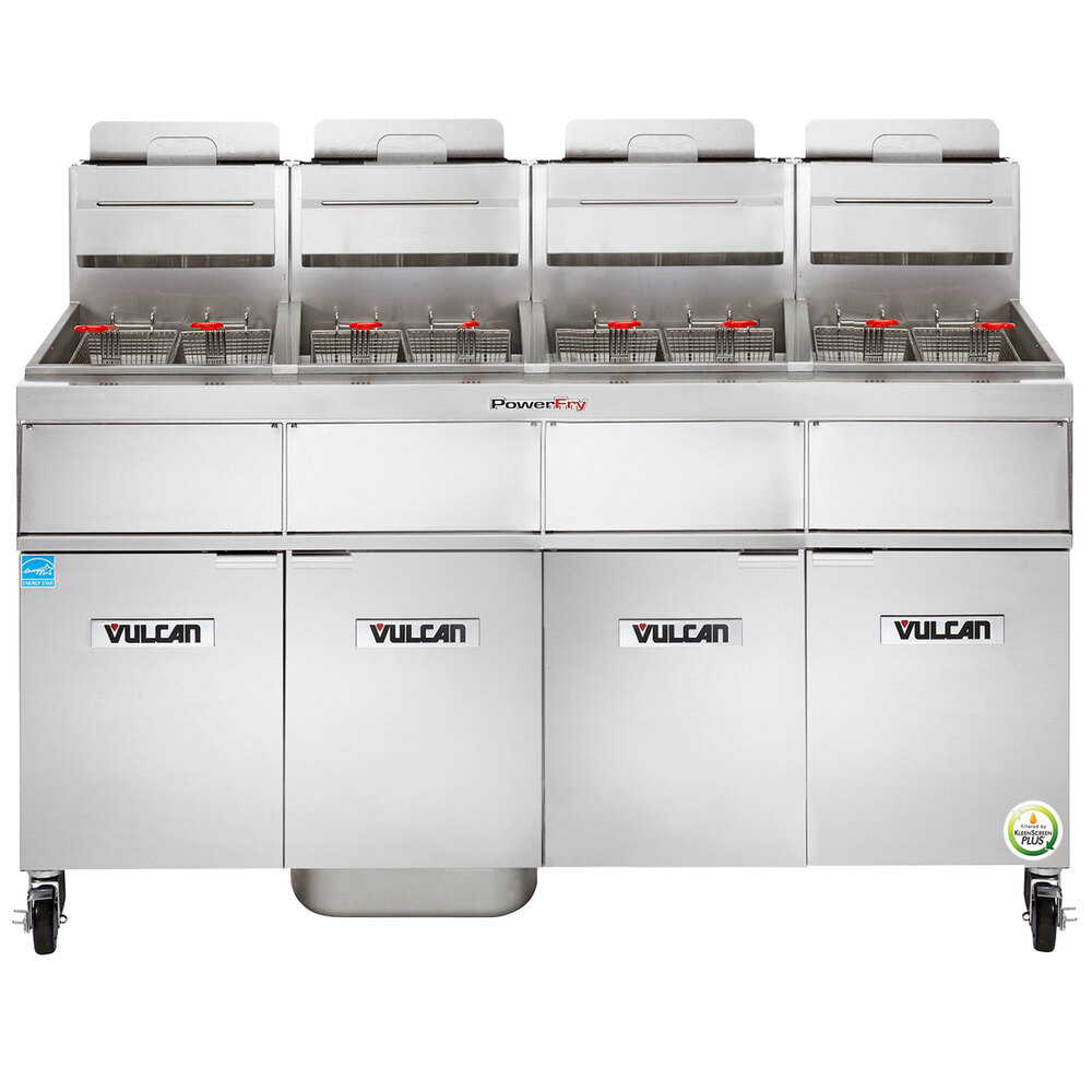 Vulcan 4VK45AF-1 PowerFry5 Natural Gas 180-200 lb. 4 Unit Floor Fryer ...
