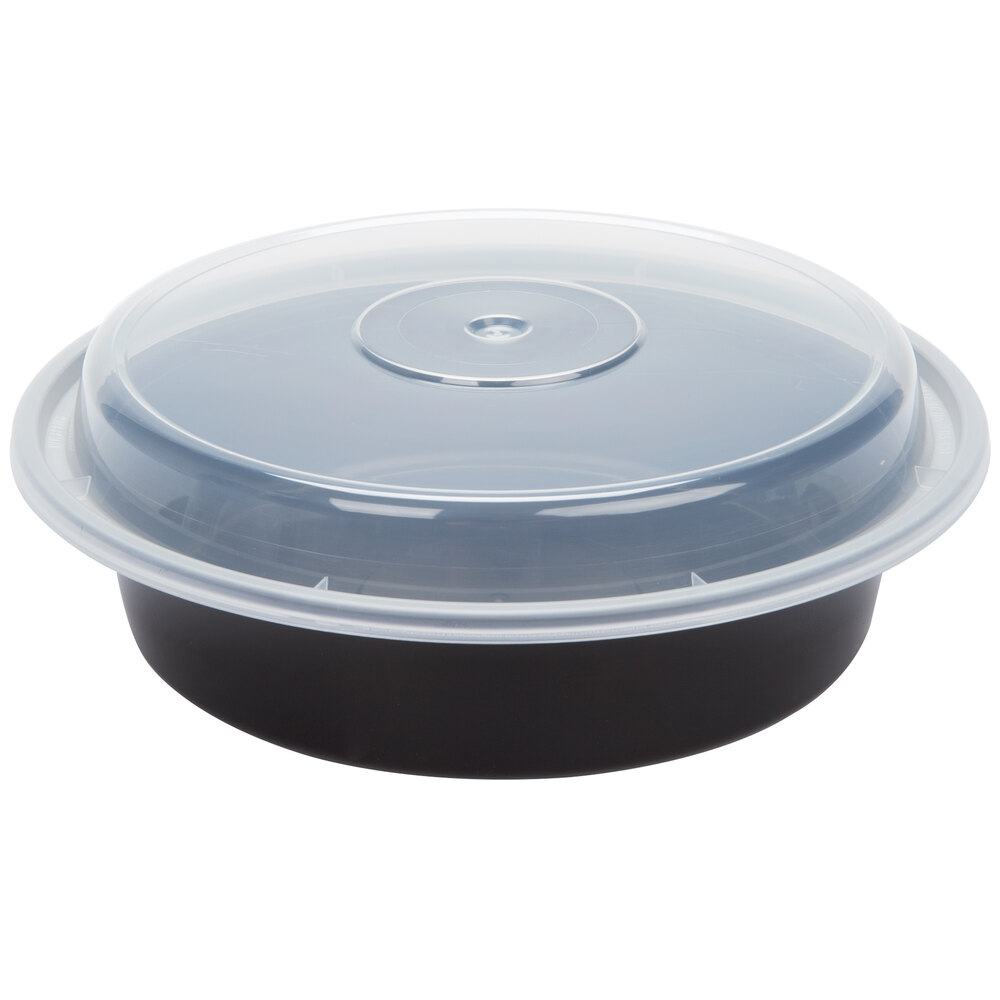 Pactiv Newspring NC723B 24 oz. Black VERSAtainer Round Microwavable ...