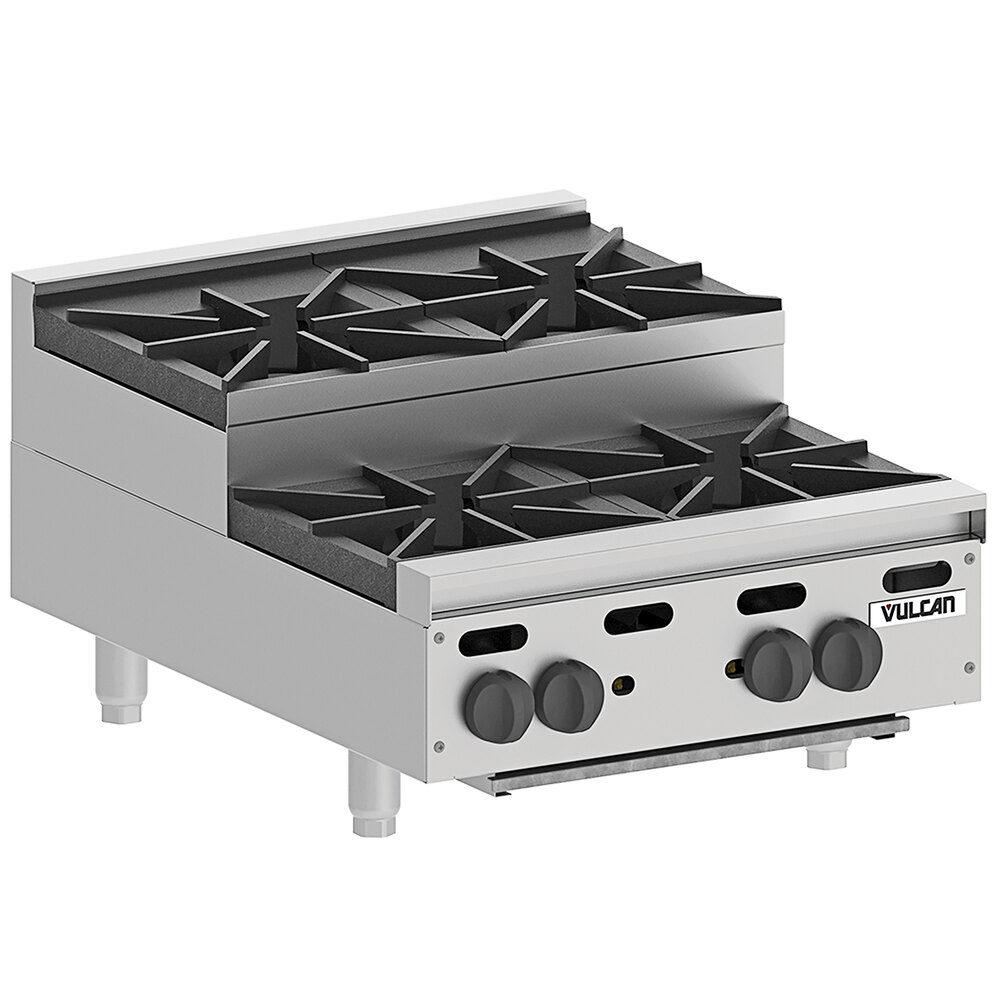 Vulcan VHP424U Natural Gas 24" 4 Burner Step Up Countertop Range ...