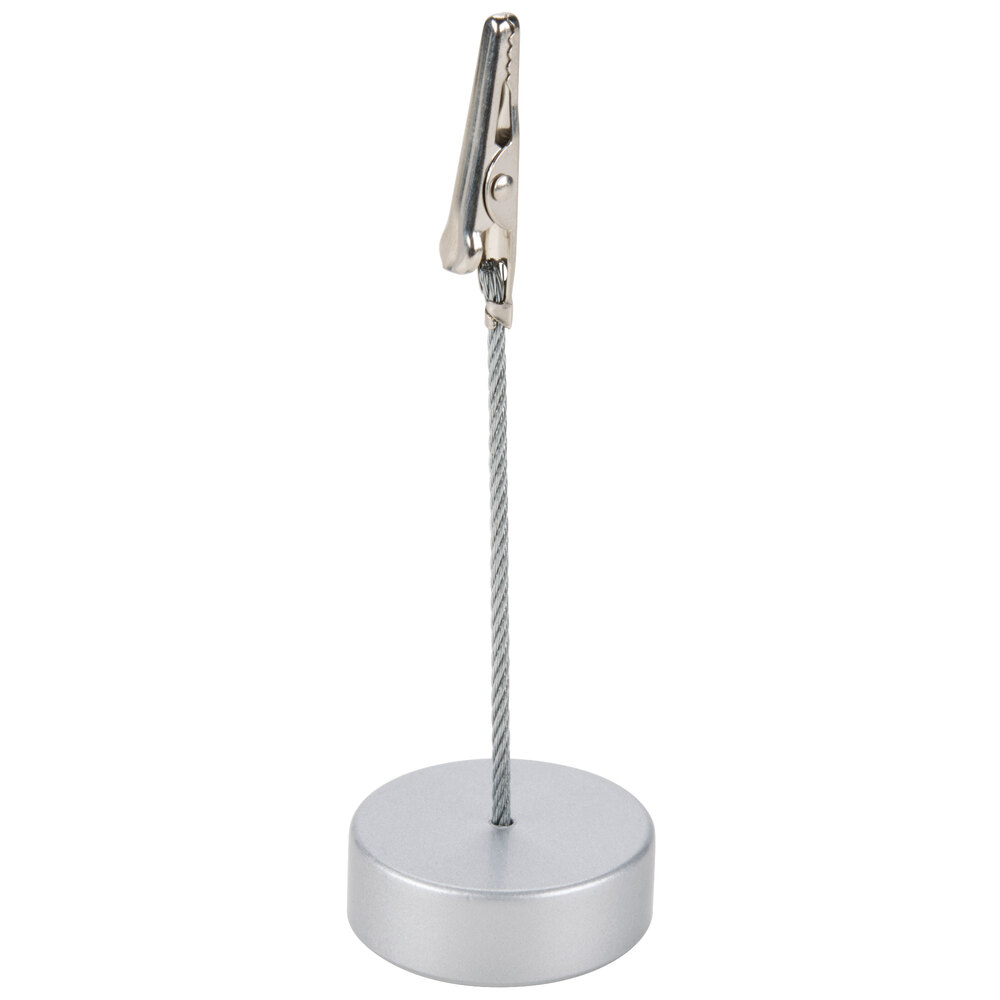 American Metalcraft ALMH4 4 1/2" Round Aluminum Alligator Clip Card Holder