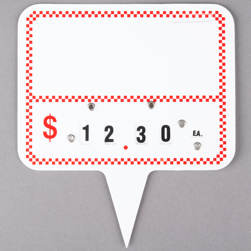 Red Checkered Write-On Deli Sign Spear Wheel - 25/Pack