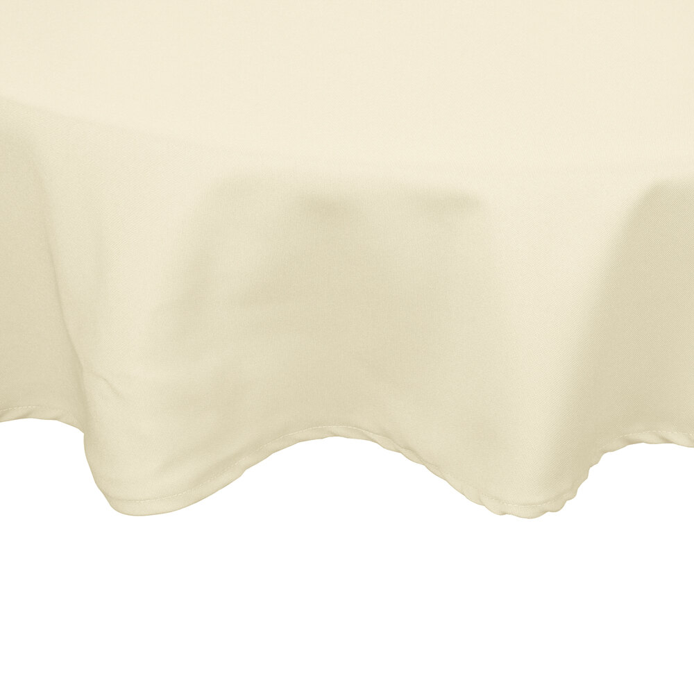 Intedge 54" Round Ivory Hemmed 65/35 Poly/Cotton Blend Cloth Table Cover