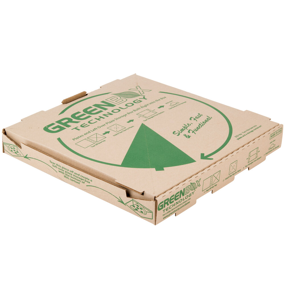 GreenBox 16" x 16" x 2" Corrugated Pizza Box with Built-In Plates and ...