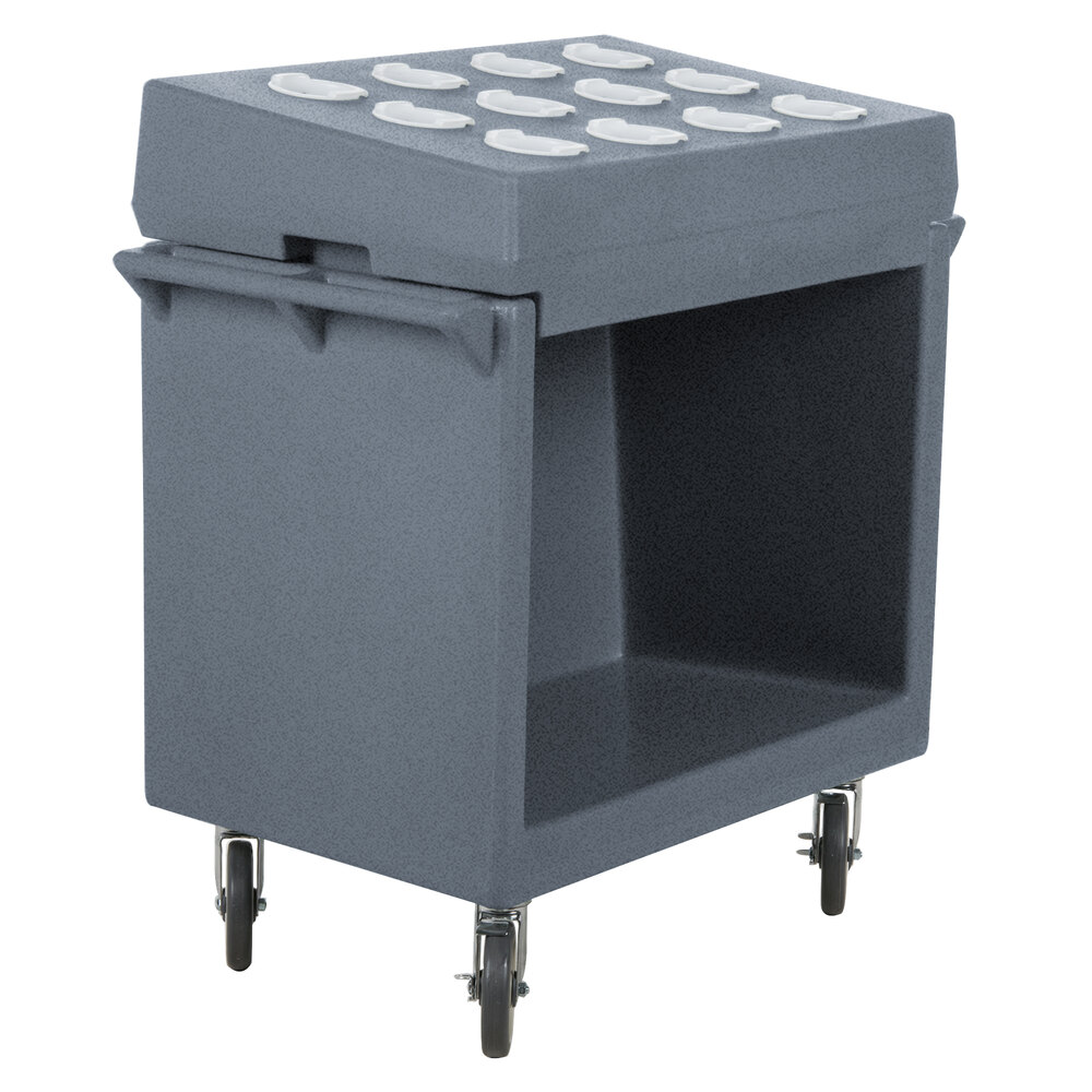 Cambro TDCR12191 Granite Gray Tray and Dish Cart with Cutlery Rack and ...