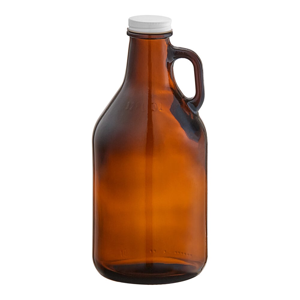 Libbey 70216 32 oz. Amber Growler with Lid - 12/Case