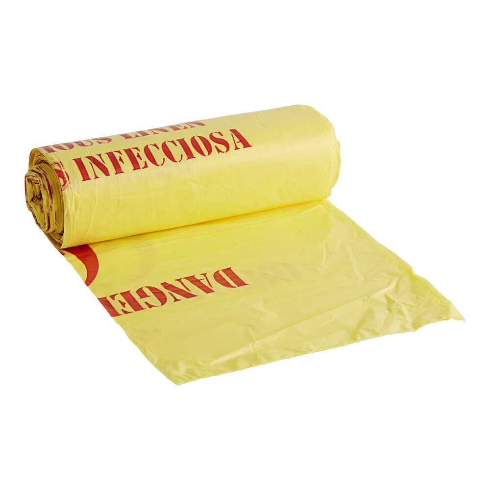 44 Gallon 17 Microns 37" x 50" High Density Yellow Infectious Linen ...