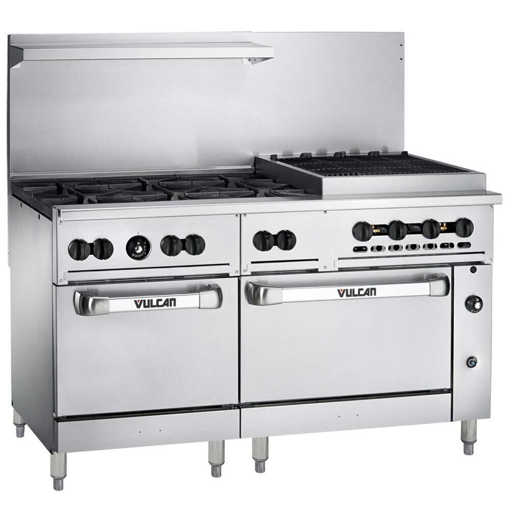 Vulcan 60SC-6B24CBN Endurance Natural Gas 6 Burner 60" Range with 24 ...