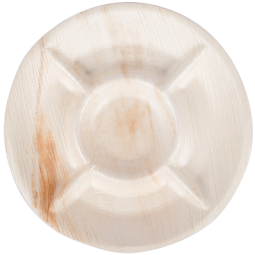 EcoChoice 9 7/8" 5 Compartment Compostable Palm Leaf Deli Tray - 10/Pack