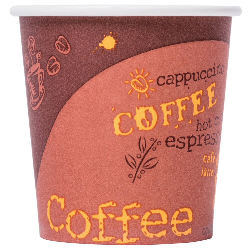 Choice 4 oz. Coffee Print Poly Paper Hot Cup - 1000/Case