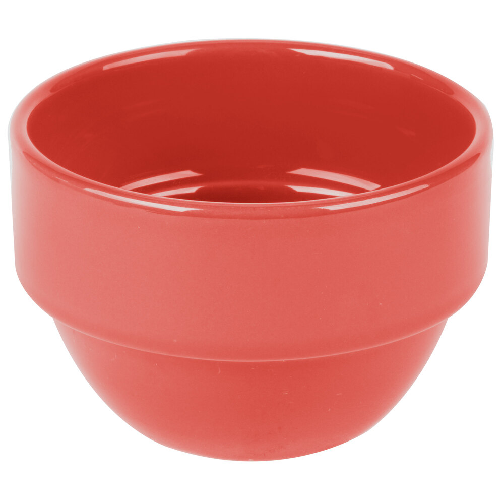 Libbey 903045370 Cantina 8 oz. Cayenne Uncarved Porcelain Stackable ...