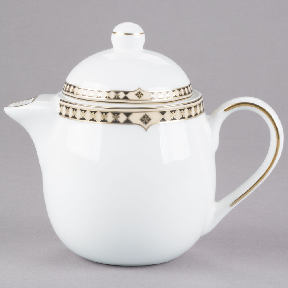 Syracuse China 911191040 Baroque 15 oz. Bone China Tea Pot with Lid ...