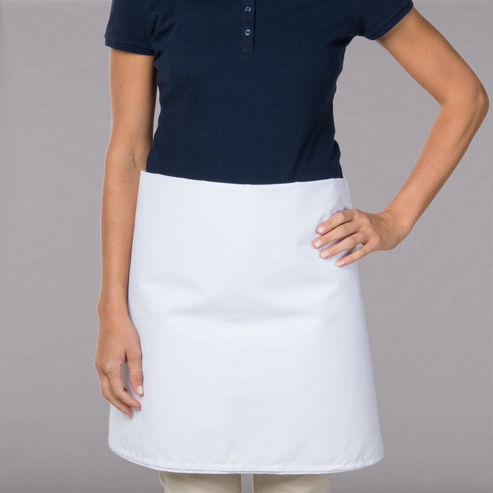 Intedge White Poly-Cotton 4-Way Waist Apron - 38" x 34"