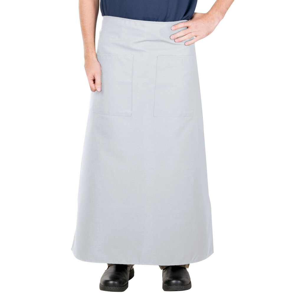 Intedge Gray Poly-Cotton Bistro Apron with 2 Pockets - 38" x 33.5"