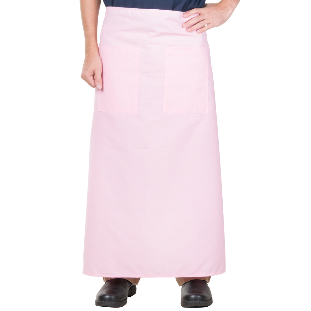 Intedge Pink Poly-Cotton Bistro Apron with 2 Pockets - 38" x 33.5"