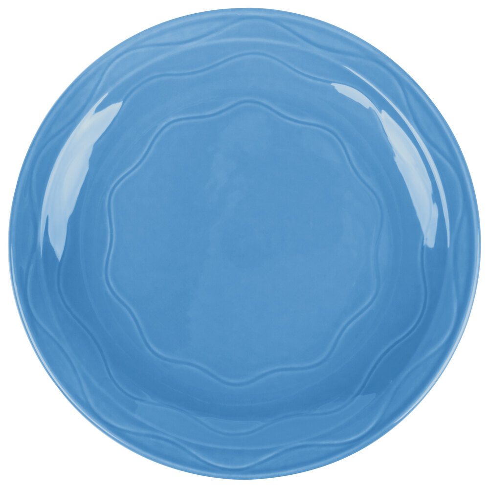 Libbey 903032009 Cantina 6 1/4" Blueberry Carved Round Porcelain Plate ...