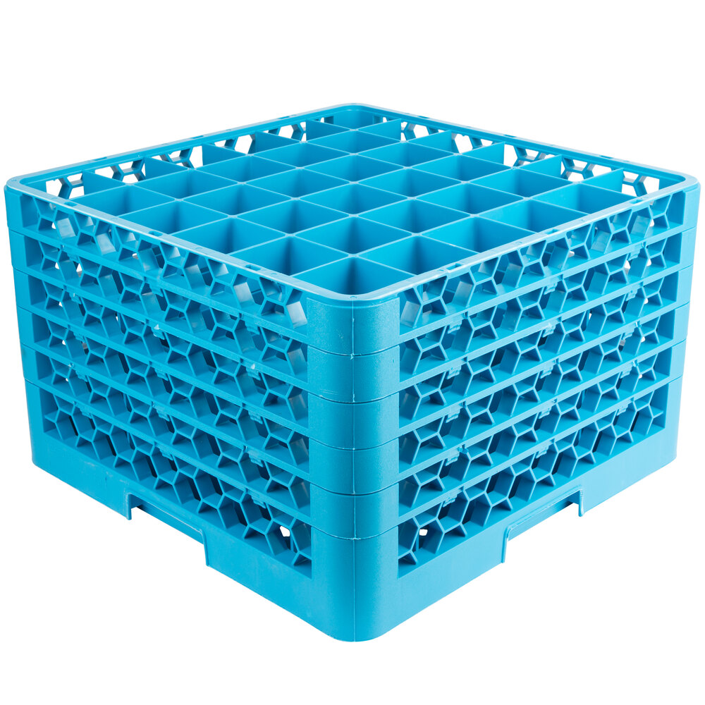 Carlisle RG36-514 OptiClean 36 Compartment Blue Glass Rack with 5 Extenders
