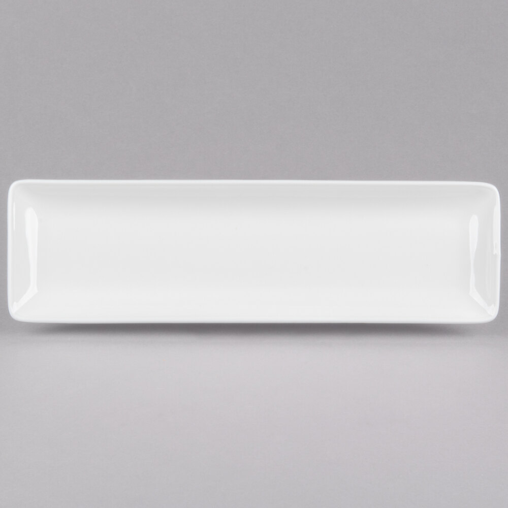 CAC LON-14 Long Island 14" x 4" Bone White Porcelain Platter - 24/Case