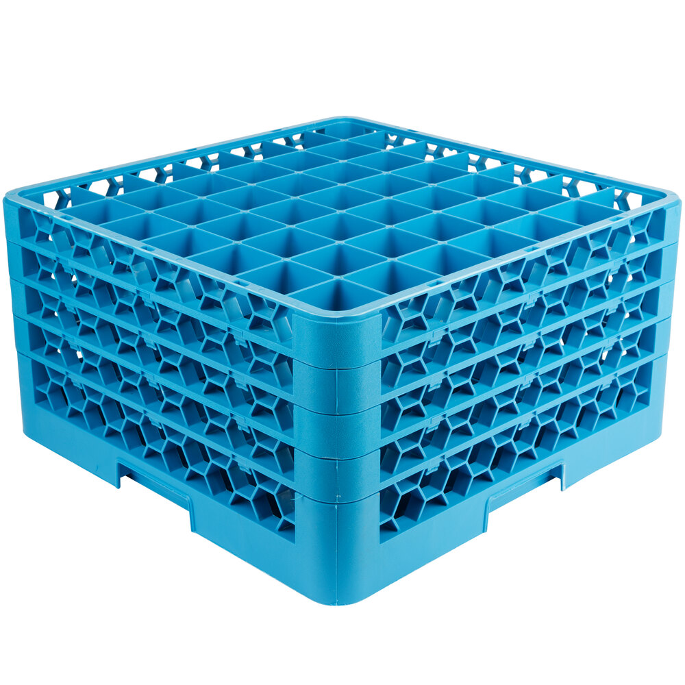 Carlisle RG49-414 OptiClean 49 Compartment Blue Glass Rack with 4 Extenders