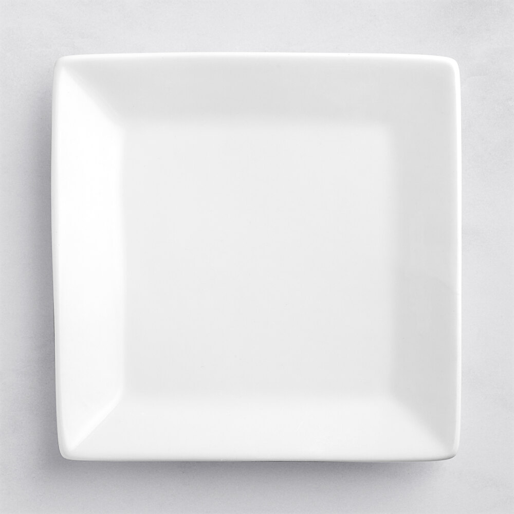 Acopa 5" Bright White Square Porcelain Plate - 8/Pack