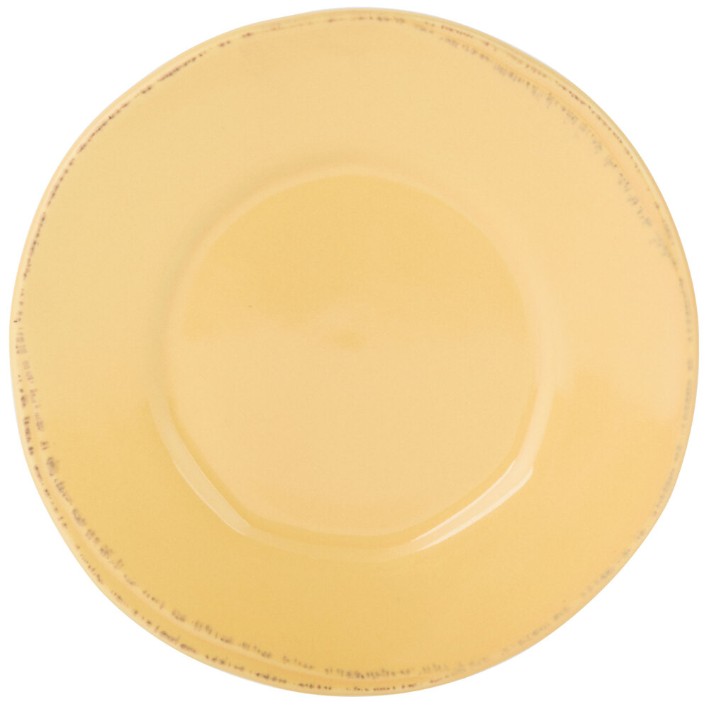 Libbey Farmhouse 6 3/8" Round Butter Yellow Wide Rim Porcelain Plate ...