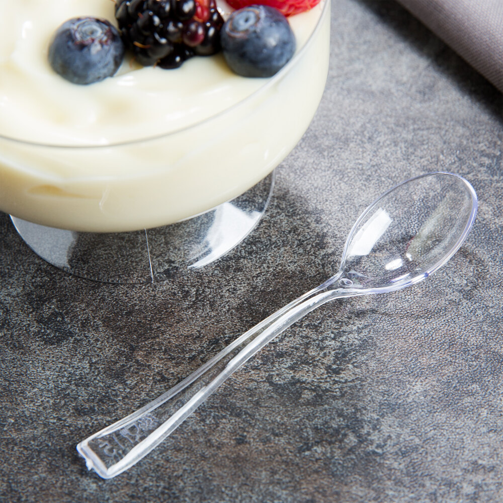 Visions 4" Clear Plastic Tasting Spoon - 500/Case