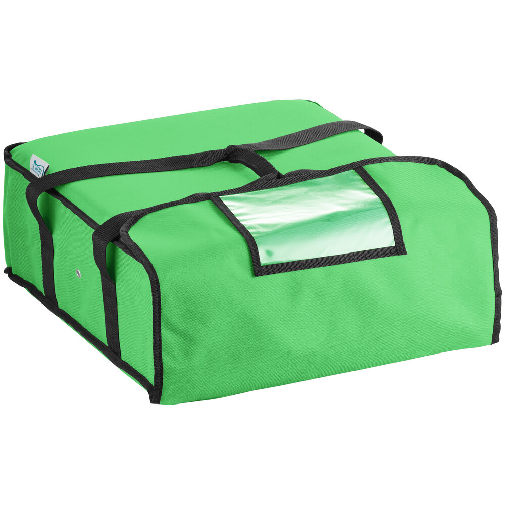 Choice Insulated Pizza Delivery Bag Green Nylon 18" x 18" x 5 1/2 ...