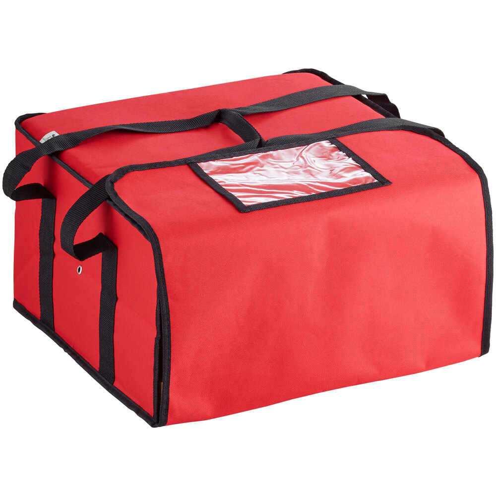 Choice Insulated Pizza Delivery Bag Red Nylon 16 1/2" x 16 1/2" x 8 1/2 ...
