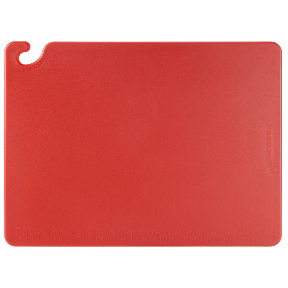 San Jamar CB182412RD Cut-N-Carry® 24" x 18" x 1/2" Red Cutting Board ...