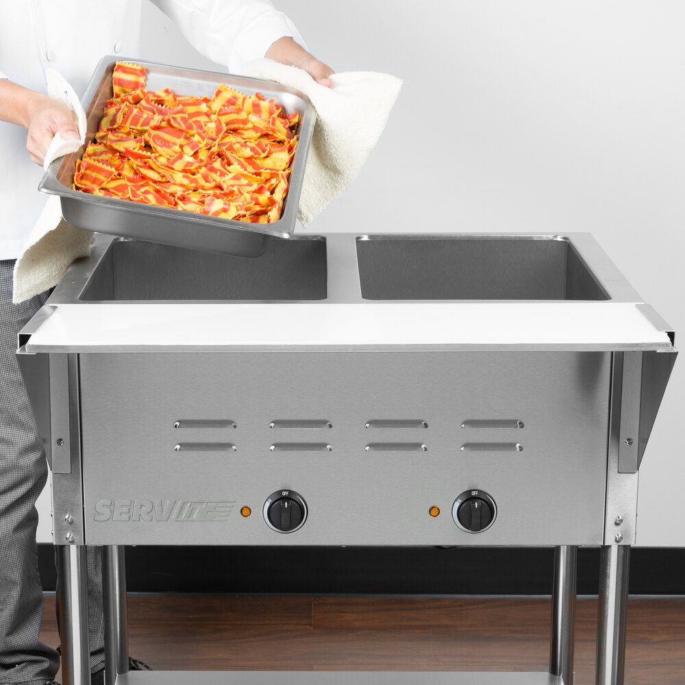 ServIt EST-2WE Two Pan Open Well Electric Steam Table with Undershelf ...