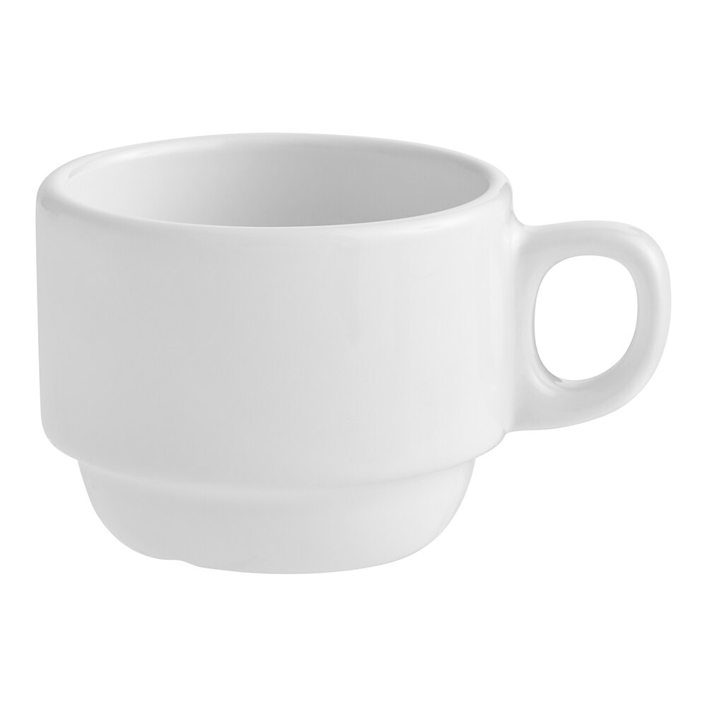Acopa 3 oz. Stackable Rolled Edge Bright White Stoneware Espresso Cup ...