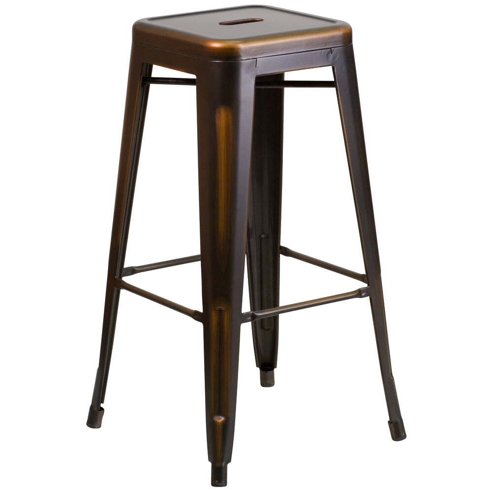 Flash Furniture ET-BT3503-30-COP-GG Distressed Copper Stackable Metal ...