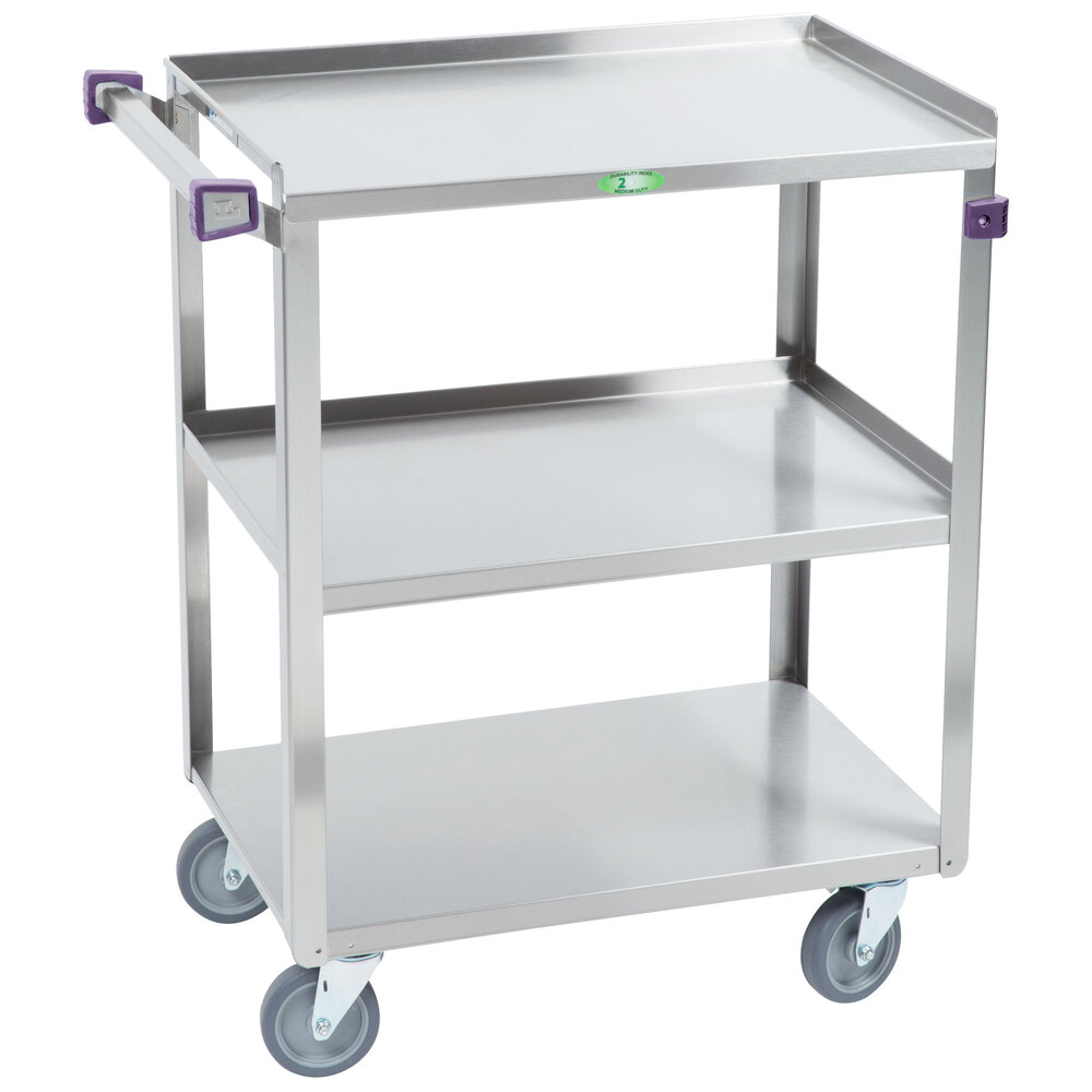 Lakeside 411A Medium-Duty Stainless Steel 3 Shelf Utility Cart with ...
