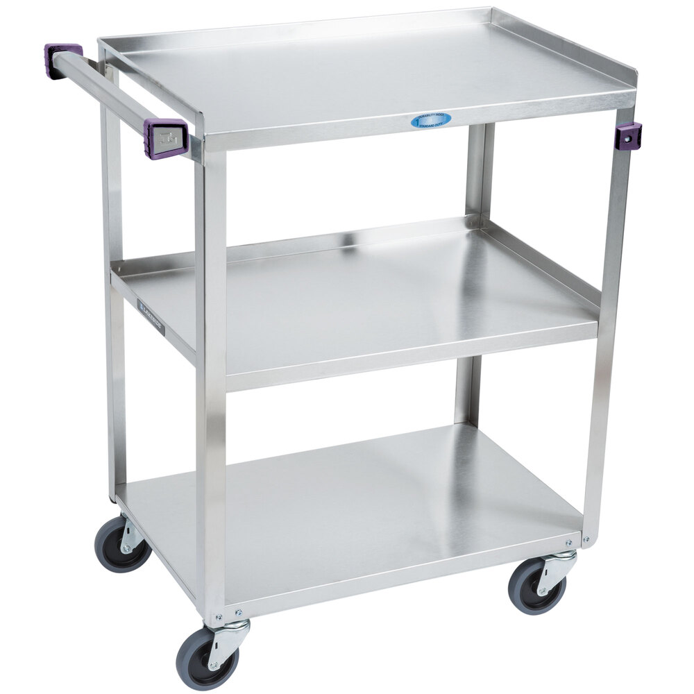 Lakeside 311A Standard Duty Stainless Steel 3 Shelf Utility Cart With lakeside-311a-standard-duty-stainless-steel-3-shelf-utility-cart-with